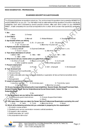 2022 Civil Service Exam Complete Reviewer ( MOCK EXAM) - Philippines ...