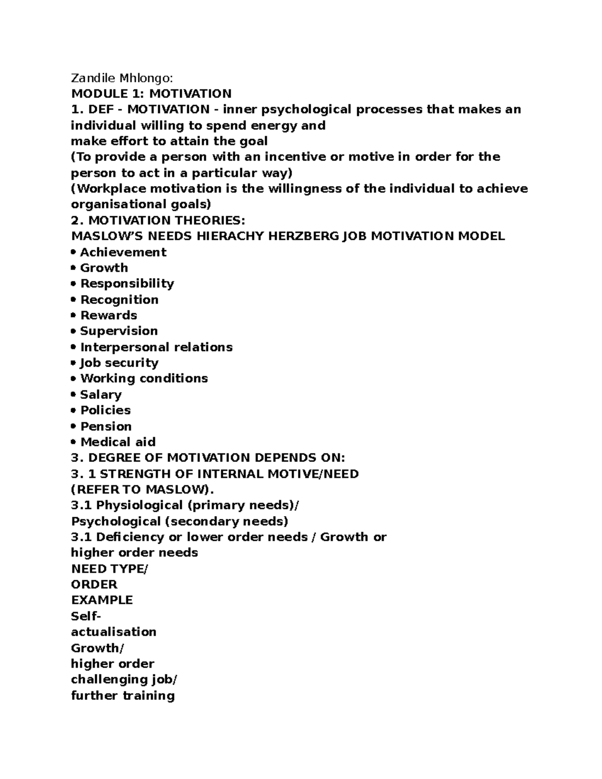 Communication N6 - Module 1: Understanding Motivation Theories - Studocu