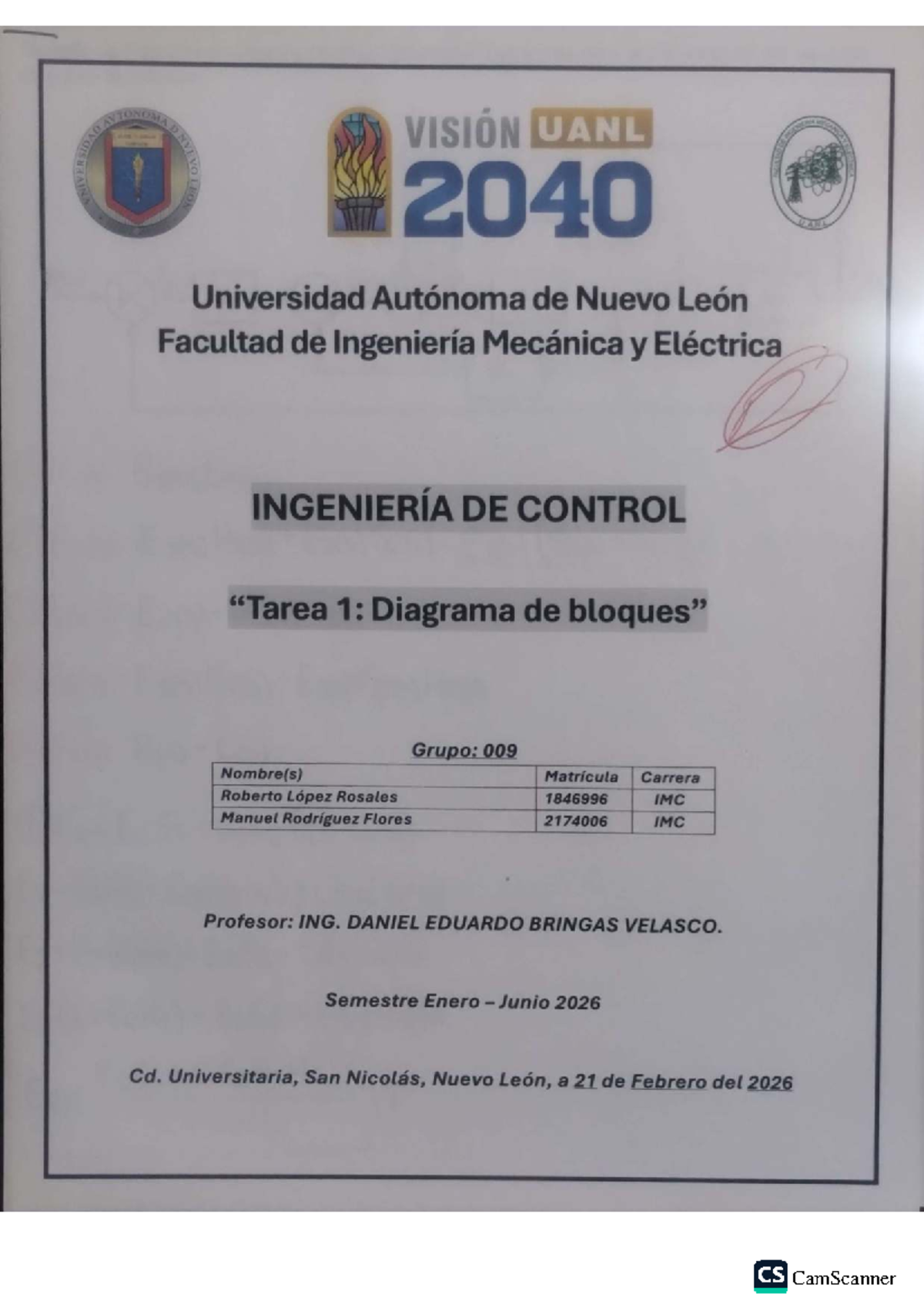 Tarea 1: Diagrama de Bloques - Ingeniería de Control U.A.N.L. - Studocu