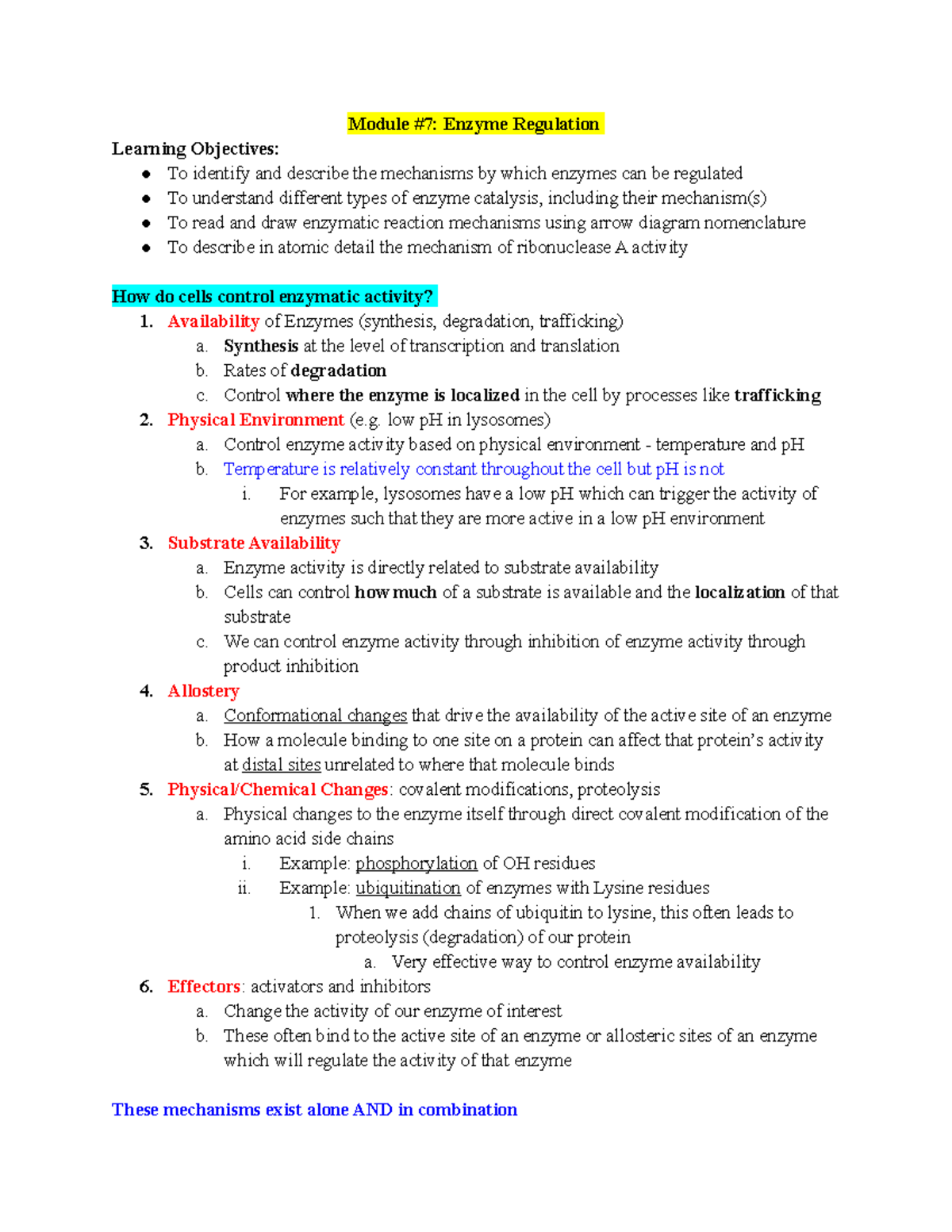 Module 7 Enzyme Regulation - Module #7: Enzyme Regulation Learning ...