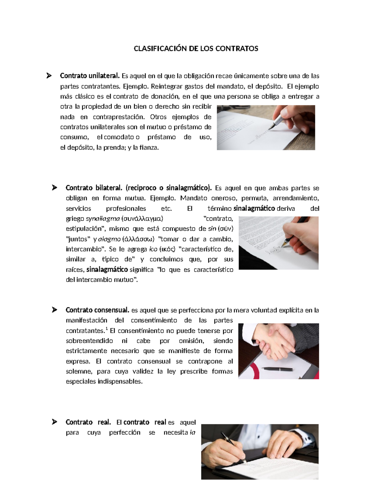 Clasificación de los Contratos PAE: Unilaterales y Bilaterales - Studocu