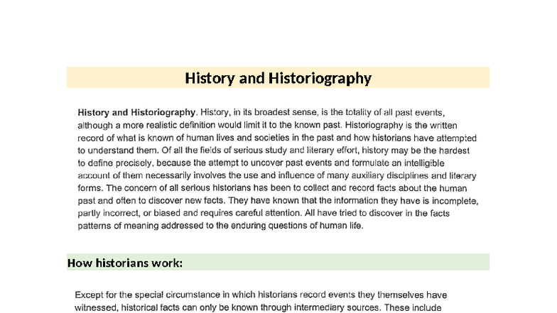 Helpful Materials - History and Historiography How historians work ...