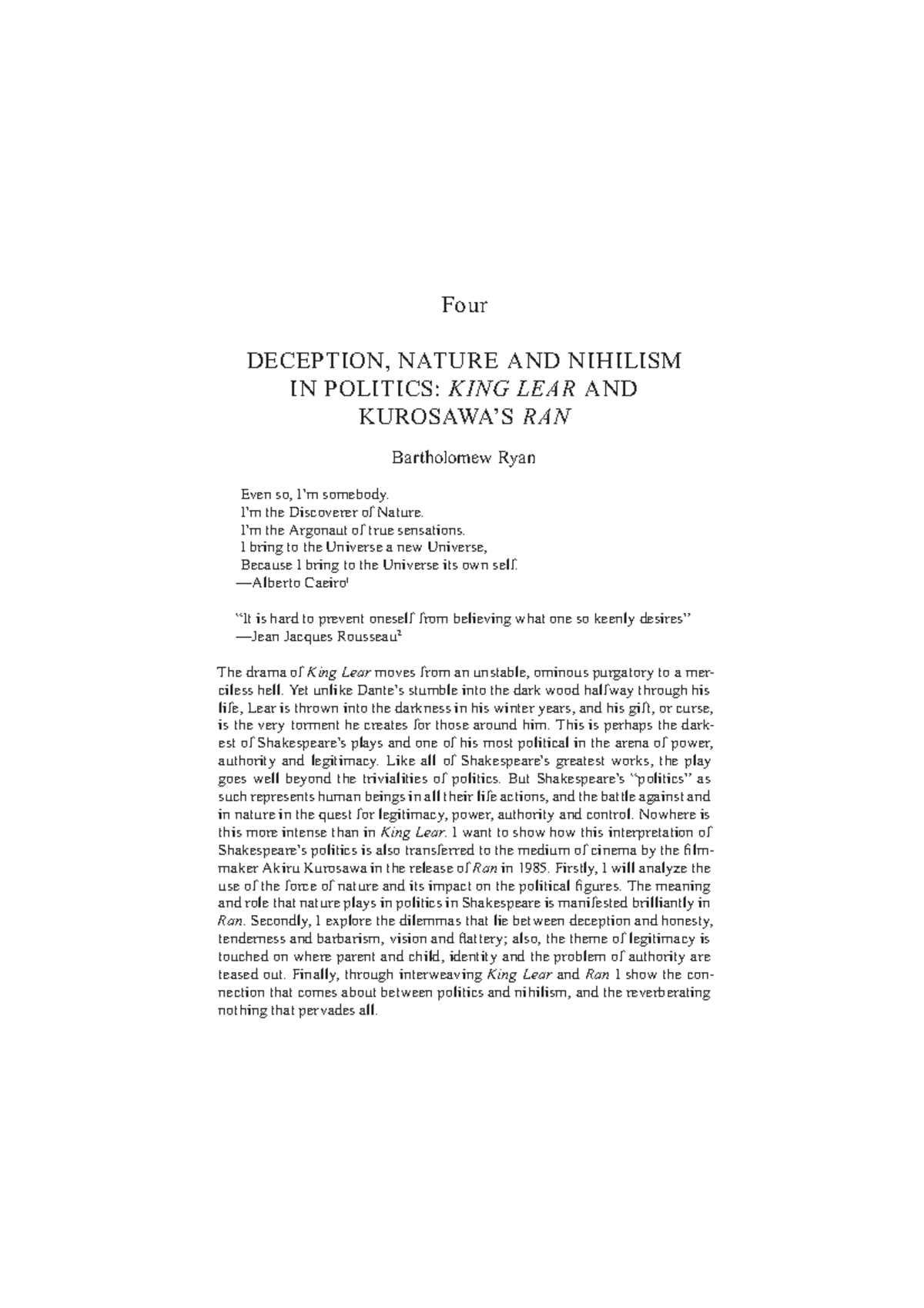 Deception nature and nihilism in King Lear - Four DECEPTION, NATURE AND ...