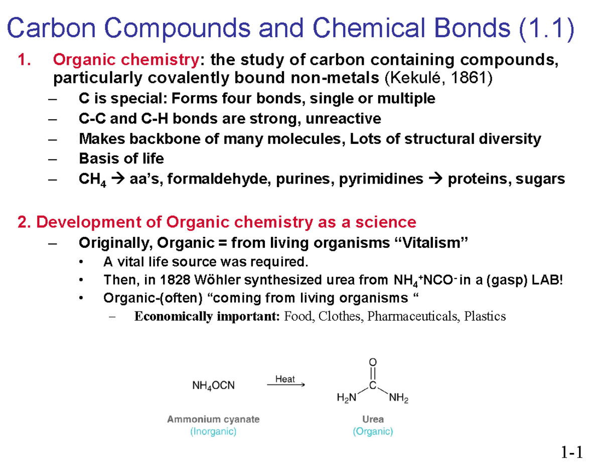 Organic Chemistry: Carbon Compounds & Chemical Bonds (CHEM 1.1) - Studocu