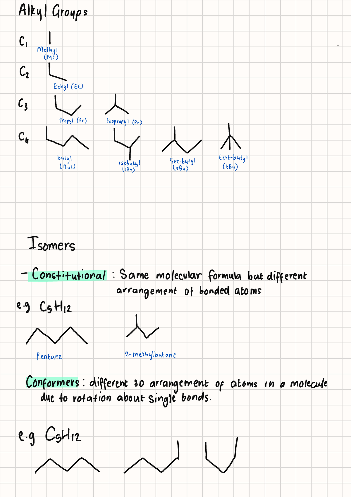Organic chemistry - Alkyl Groups C1 I Methyl (Me) C2 Ethyl (Et) C3 ...