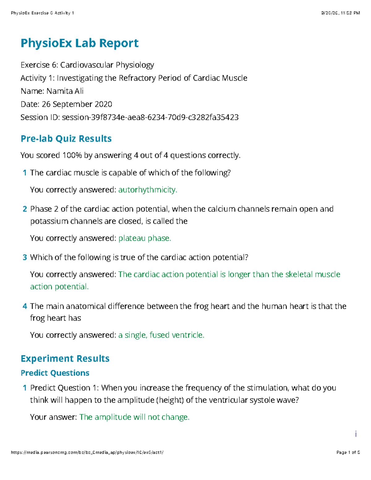 Physio Ex Exercise 6 Activity 1 - PhysioEx Lab Report Exercise 6 ...