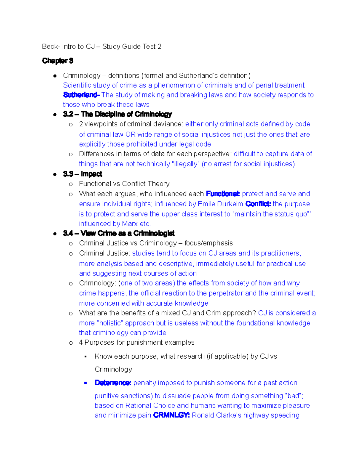 Criminal Law Study Guide for CJ 101 Exam: Key Concepts & Theories - Studocu