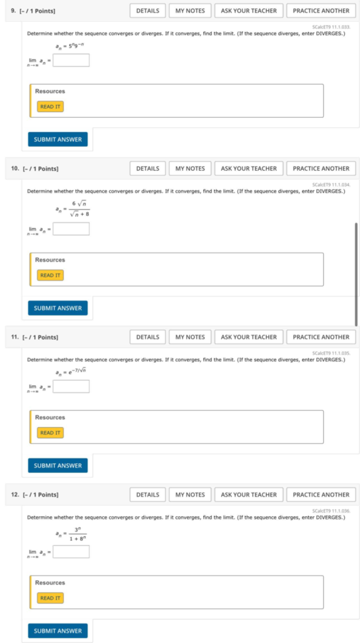 Calculus 2 Practice Questions: Convergence & Divergence (SCalcET9 ...