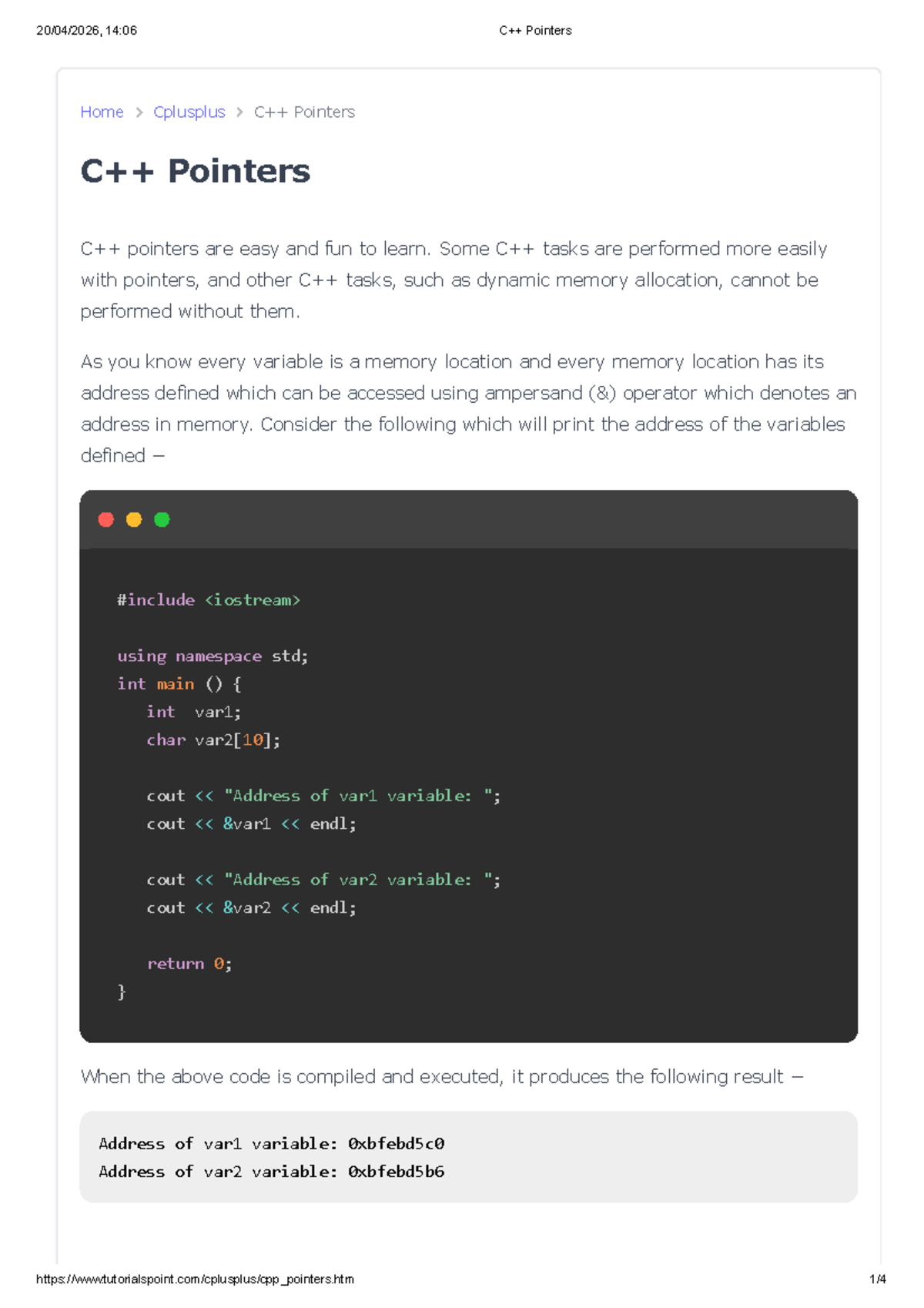 C++ 14:06 Pointers - Extra Notes on Pointer Concepts and Usage - Studocu