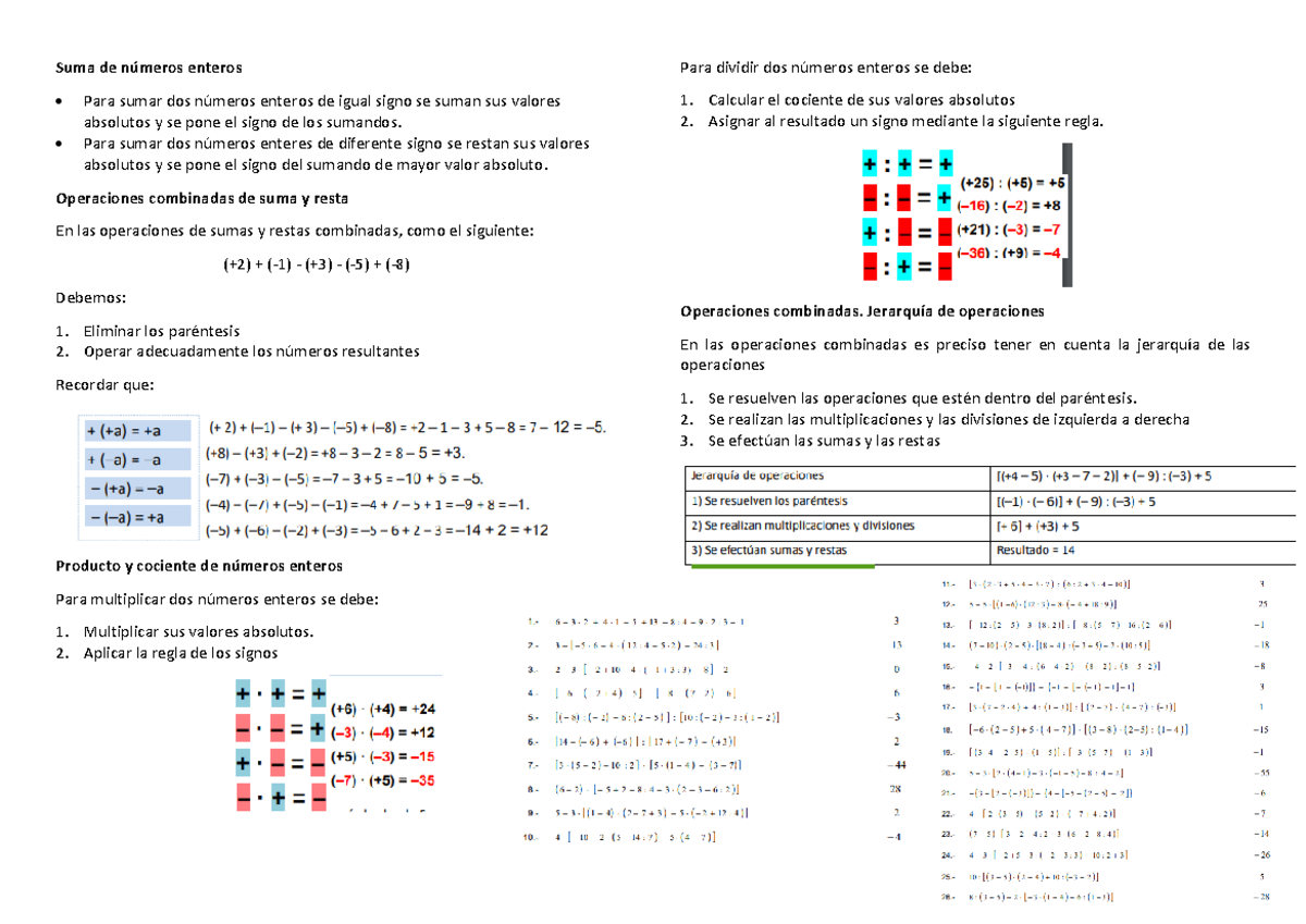 Suma de números enteros-8vo - Suma de números enteros Para sumar dos ...