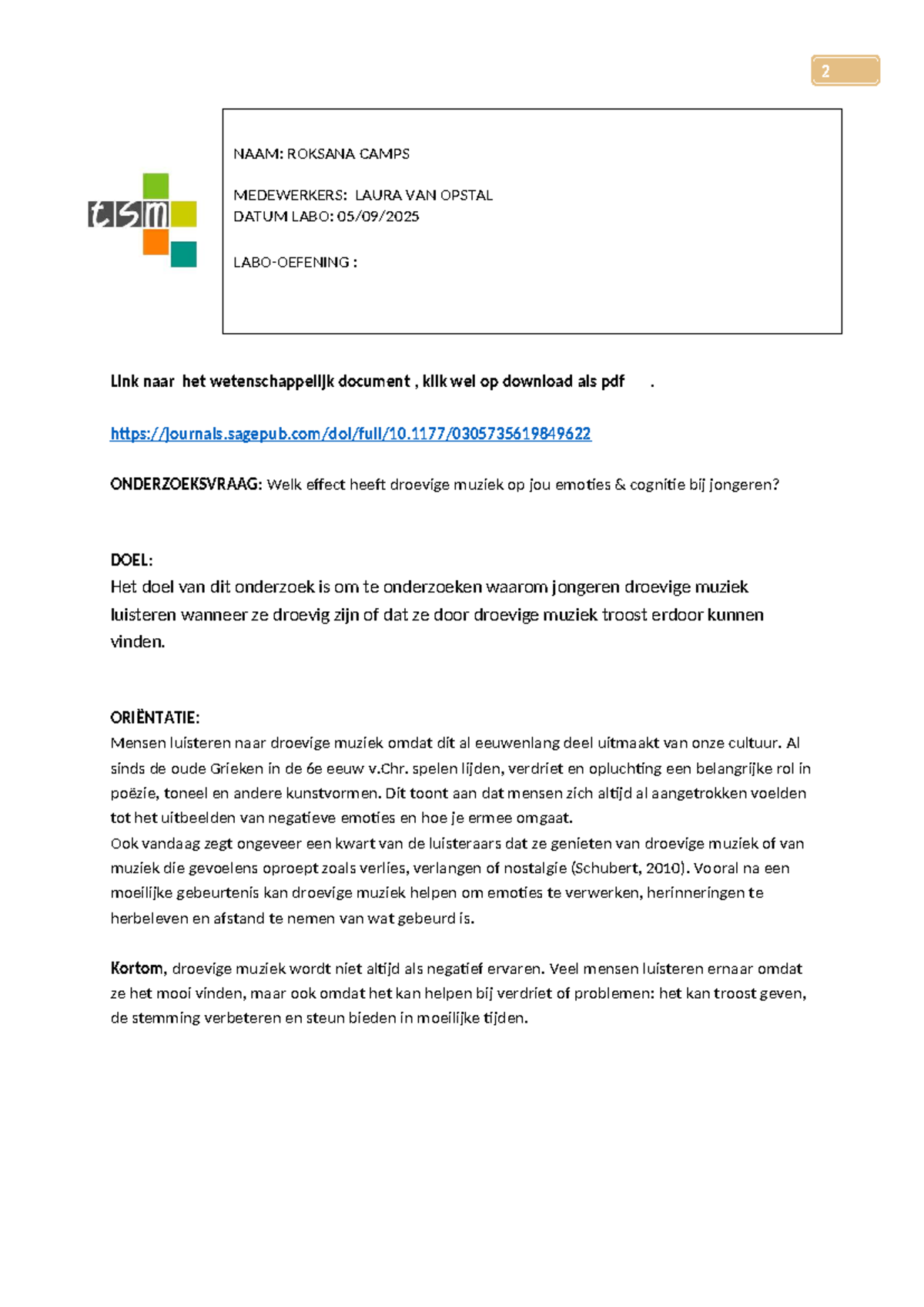 Effect van Droevige Muziek op Emoties bij Jongeren - Bioengineering ...