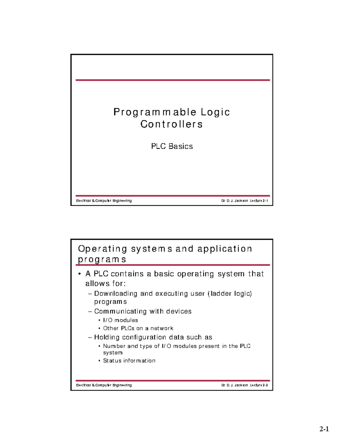 Lect02 Programmable Logic Design Electrical And Computer Engineering Dr D J Jackson Lecture