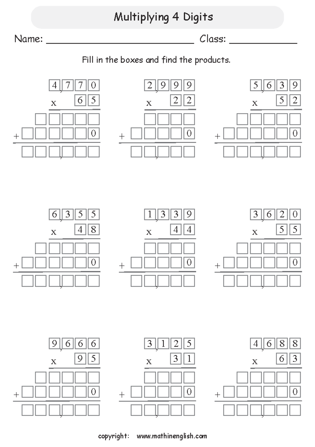 4-Digit by 2-Digit Multiplication Practice - Math in English - Studocu