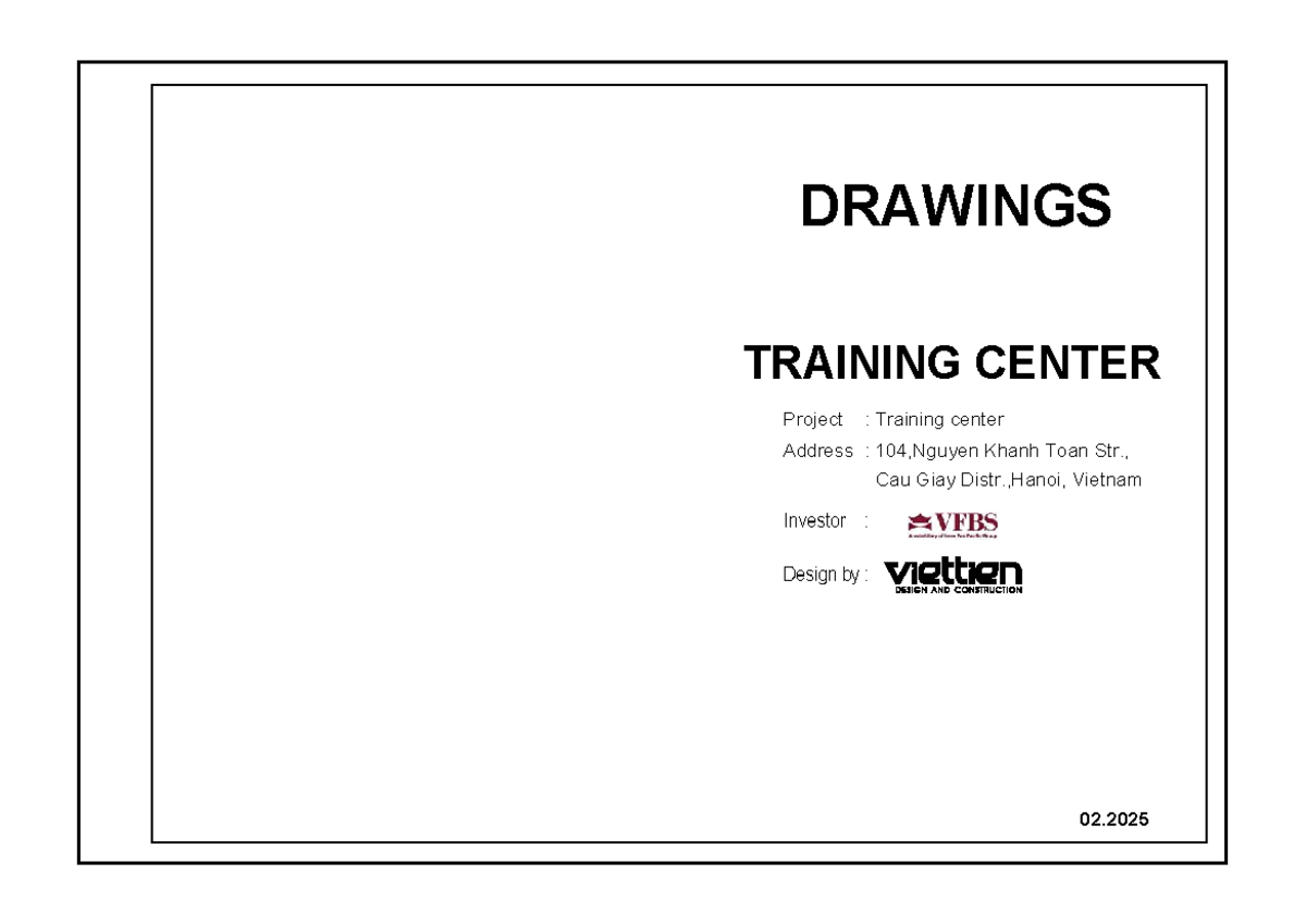 TRAINING CENTER PROJECT DRAWINGS (03032025) - Studocu