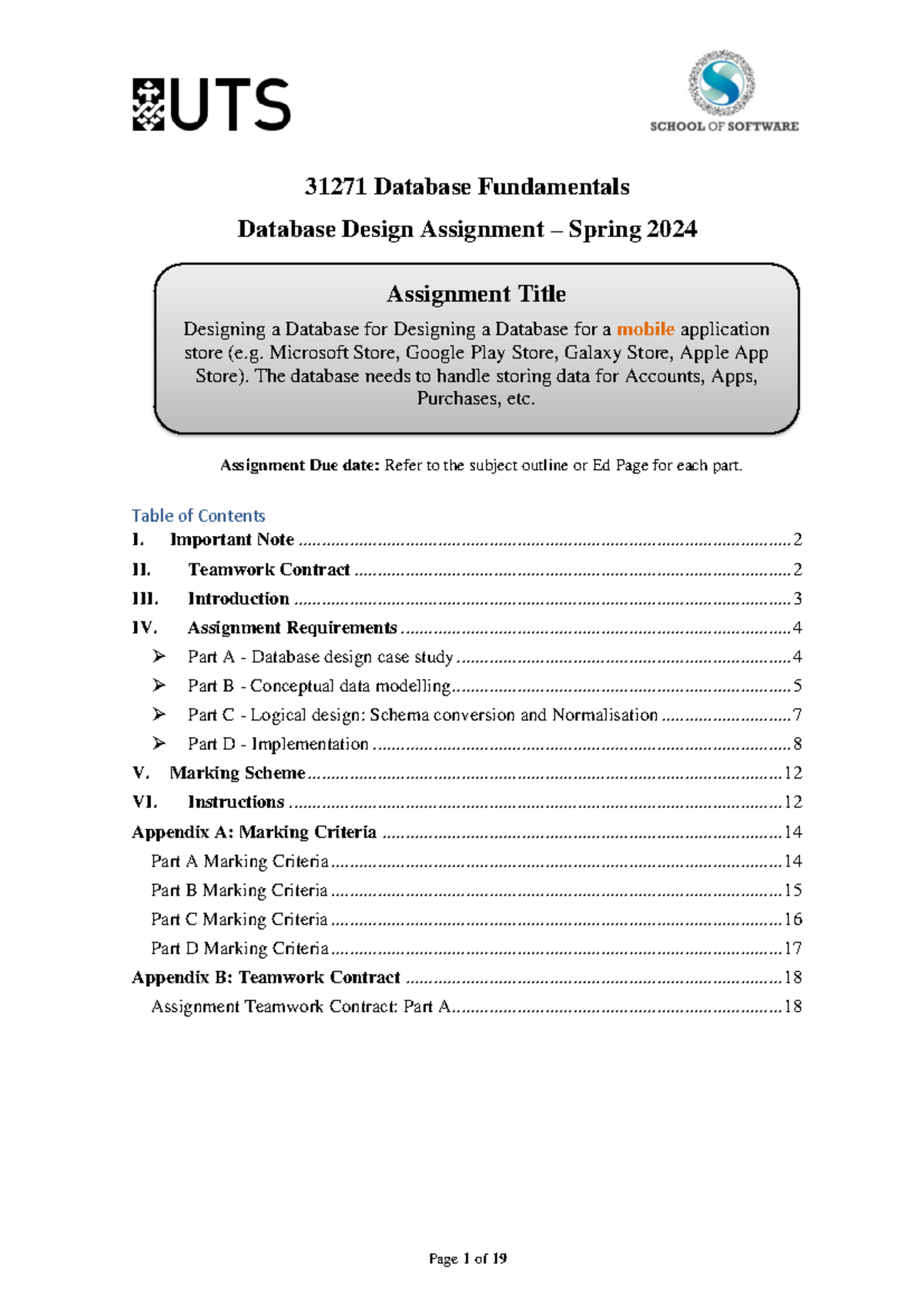 Database Design Assignment 31271: Mobile App Data Management - Studocu