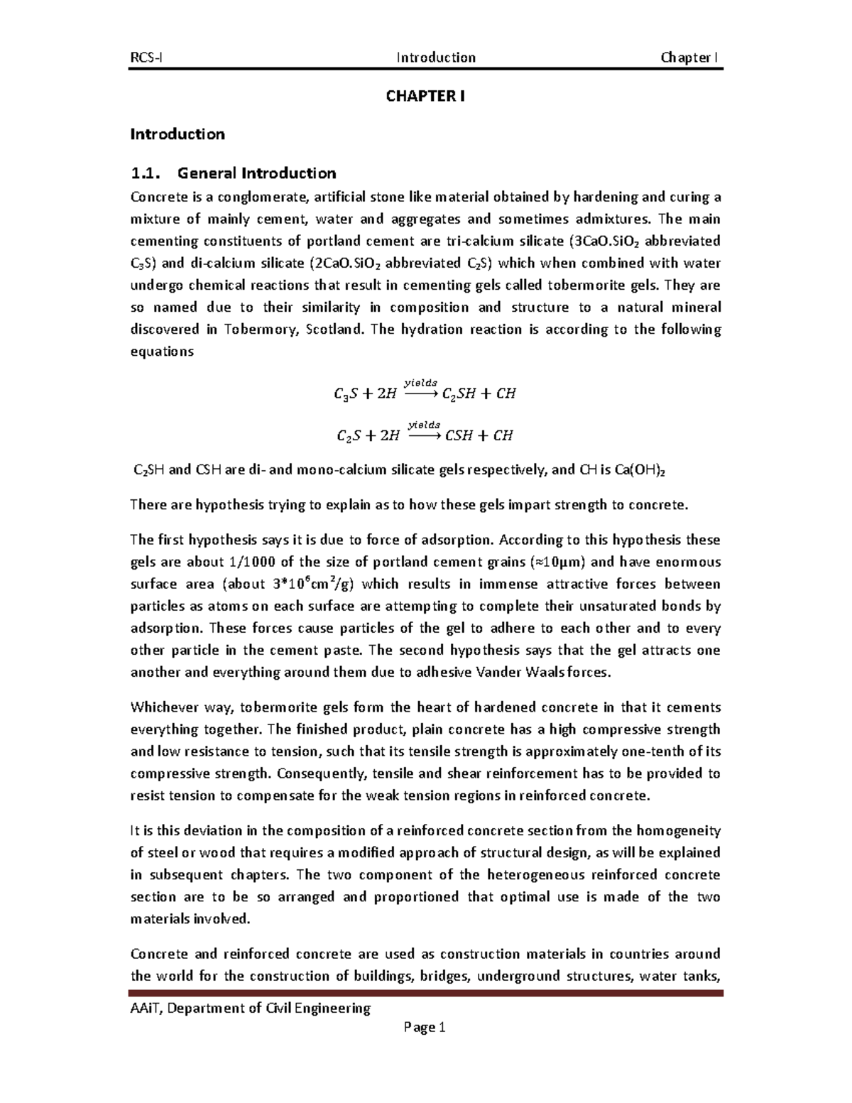 Chapter 1 RC1 Lecture Notes: Introduction to Reinforced Concrete ...