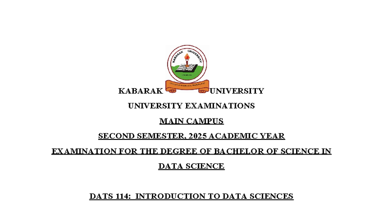 DATS 114: Final Exam Review for Introduction to Data Sciences - Studocu