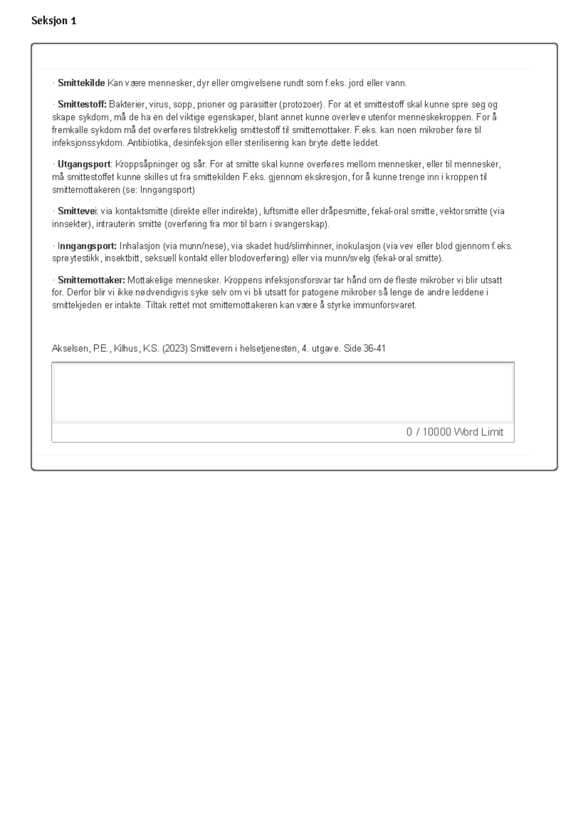 SYP-1130 Sensorveiledning: Smittevern i helsetjenesten, 4. utgave - Studocu
