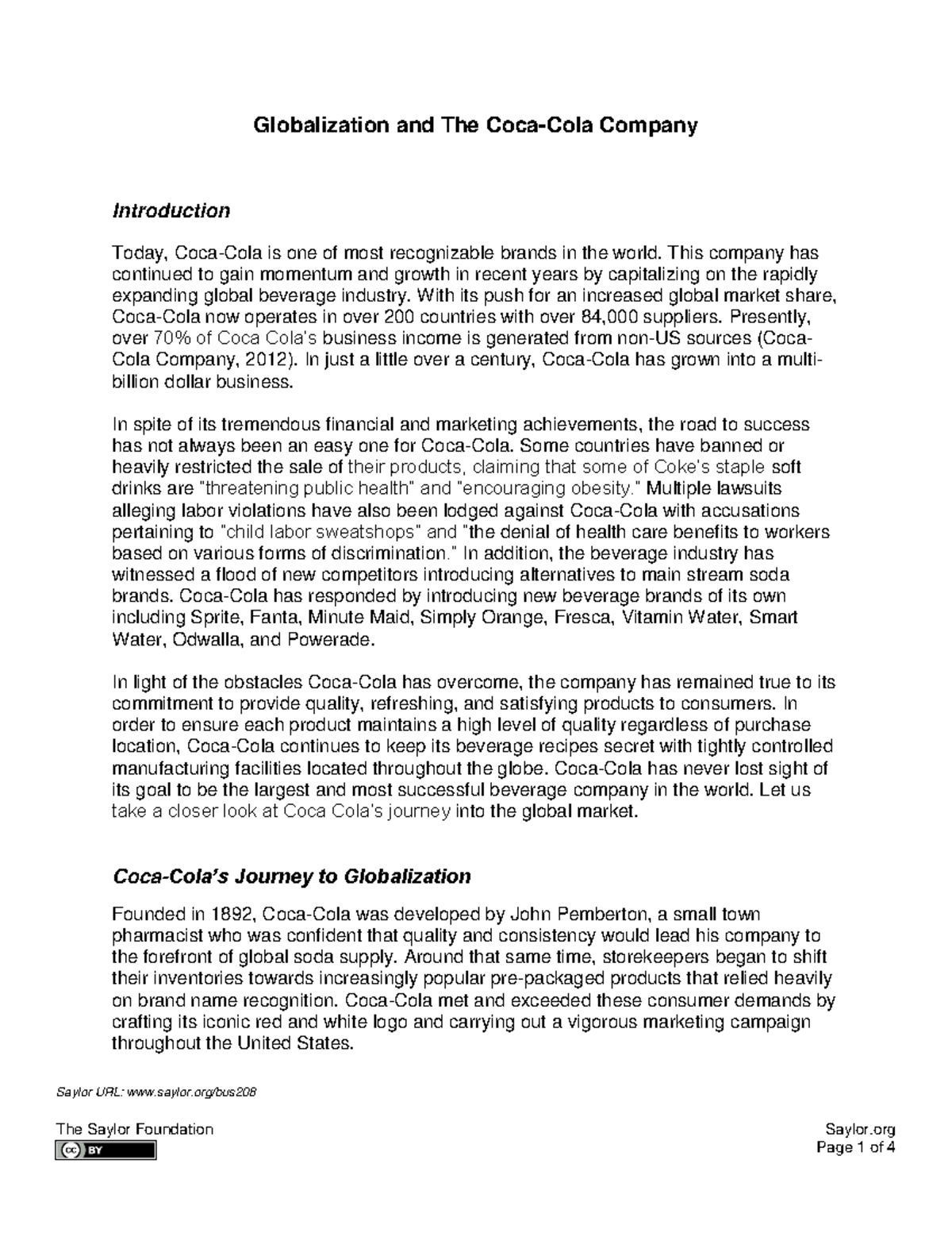 Unit 3 Case Study - Globalization and Coca Cola - Globalization and The ...