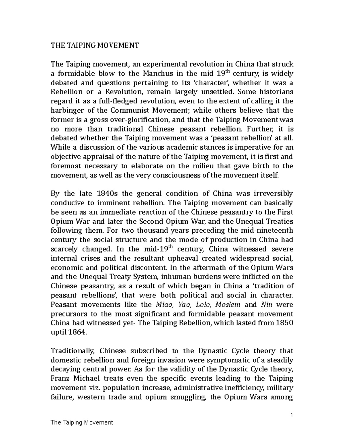 The Taiping Movement: Rebellion or Revolution? An In-Depth Analysis ...