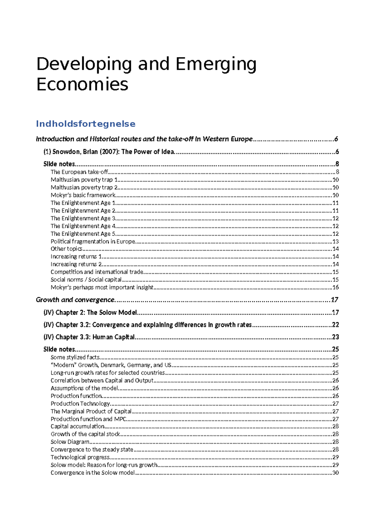 Study Notes: Developing and Emerging Economies (ECO 301) - Studocu