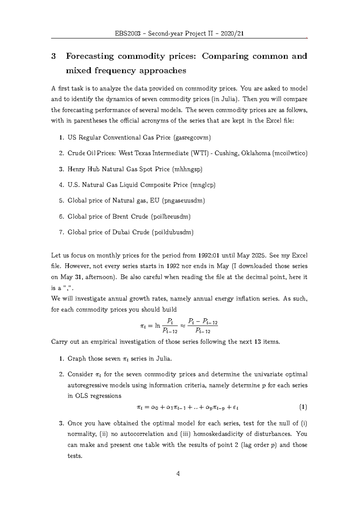 EBS2003 Project II: Forecasting Commodity Prices & Model Comparison ...