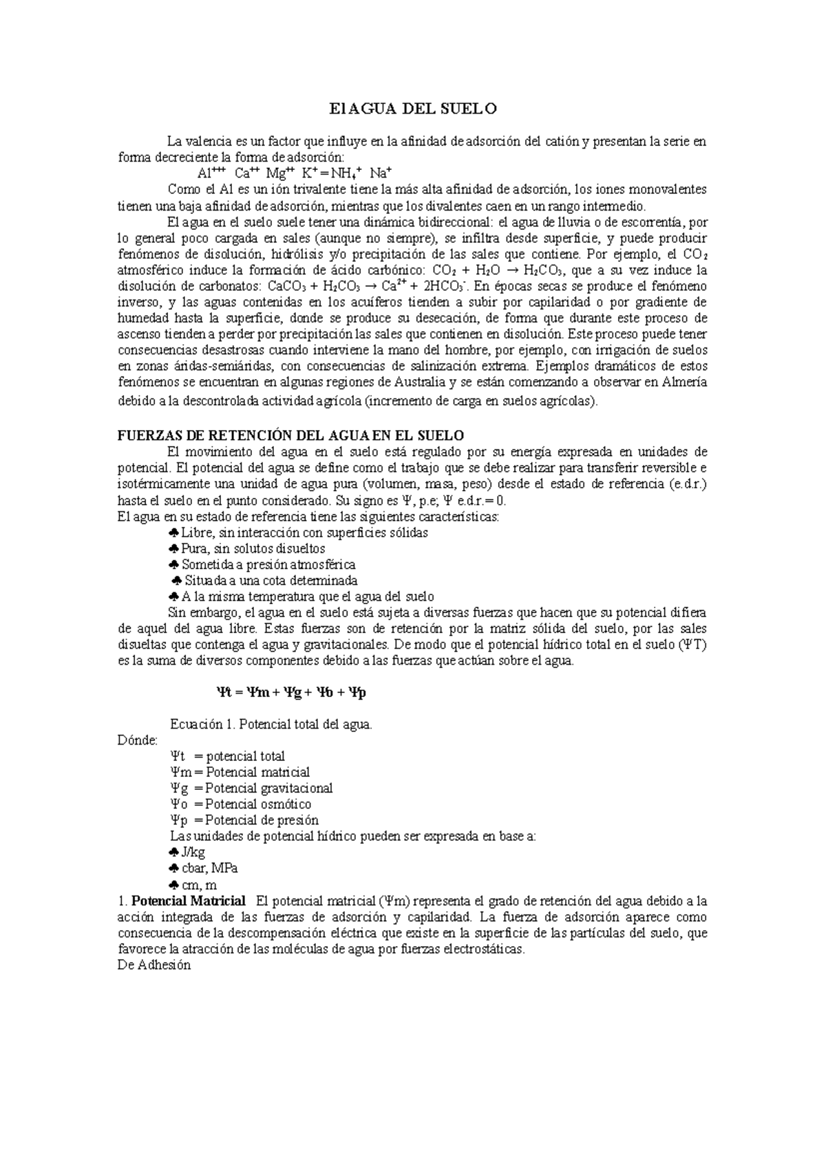 El movimiento del agua en el suelo: factores y dinámicas - Studocu