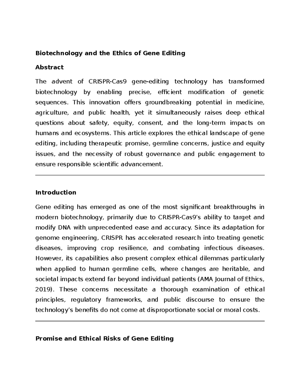 Biotechnology Ethics: Gene Editing Challenges and Considerations - Studocu