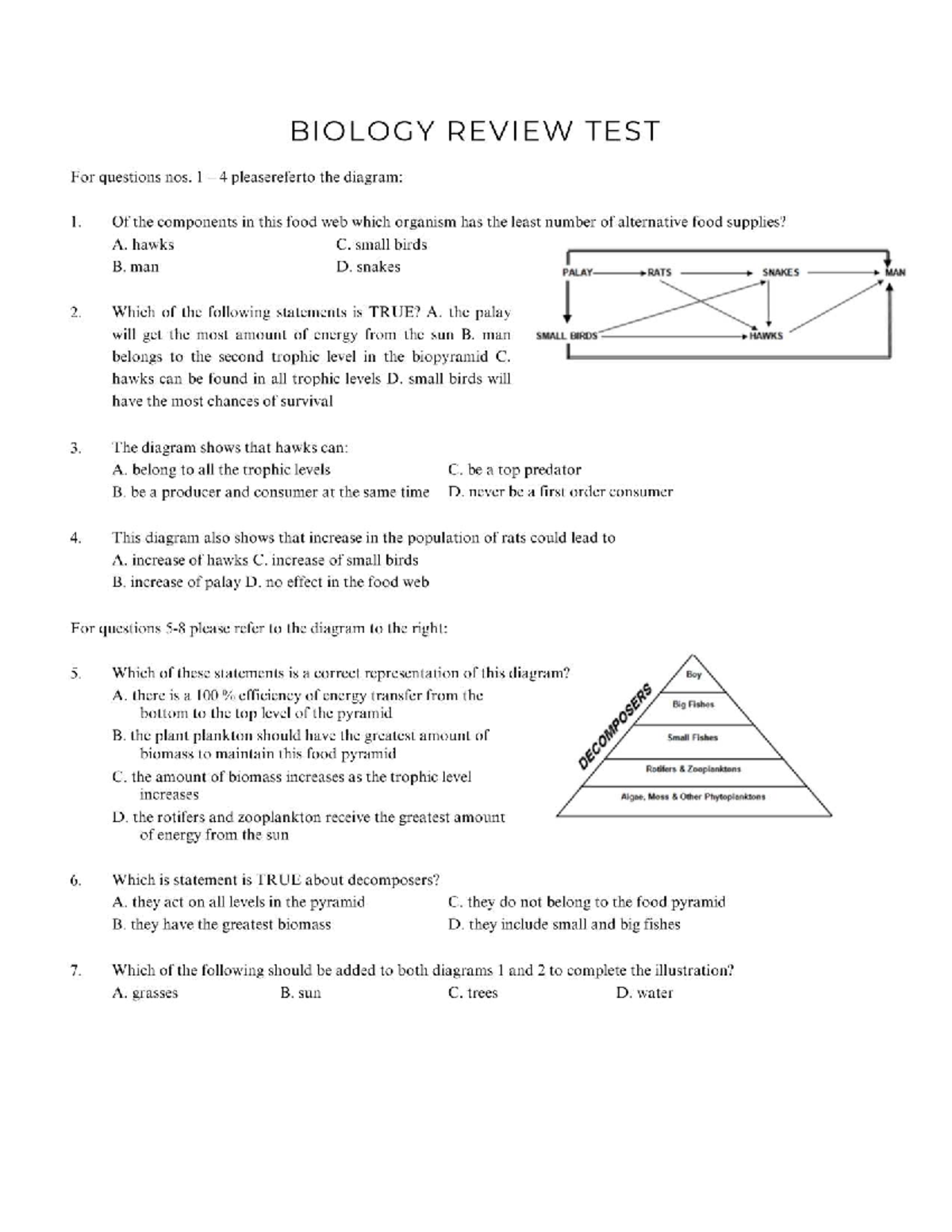 BIOLOGY REVIEW TEST (BIO 101) - Comprehensive Study Guide - Studocu