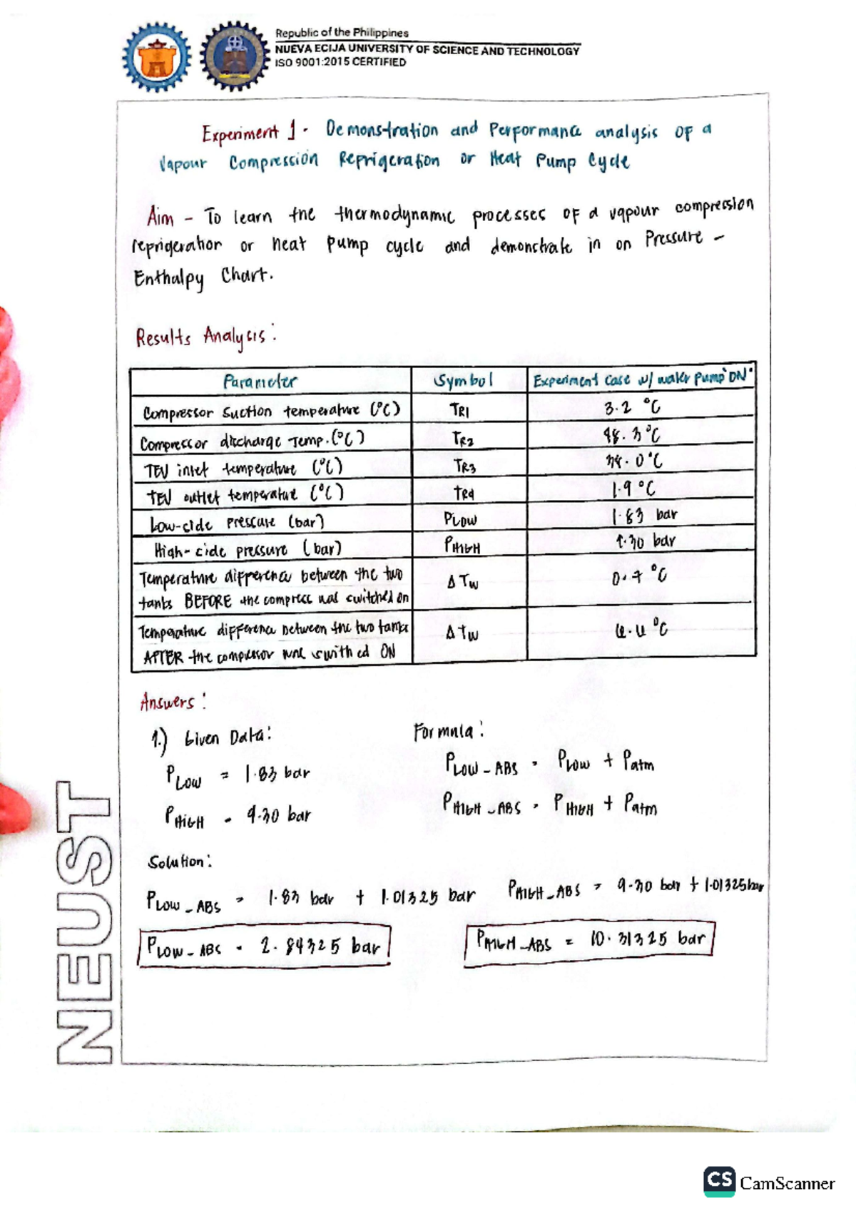 LAB-3: Analysis of Vapour Compression Refrigeration Cycle - Studocu