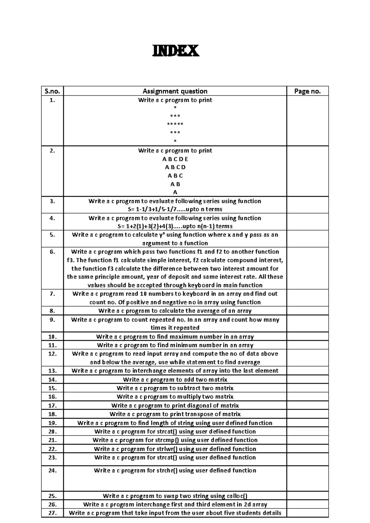 C Programming Assignments: Functions, Arrays & Matrices - Studocu