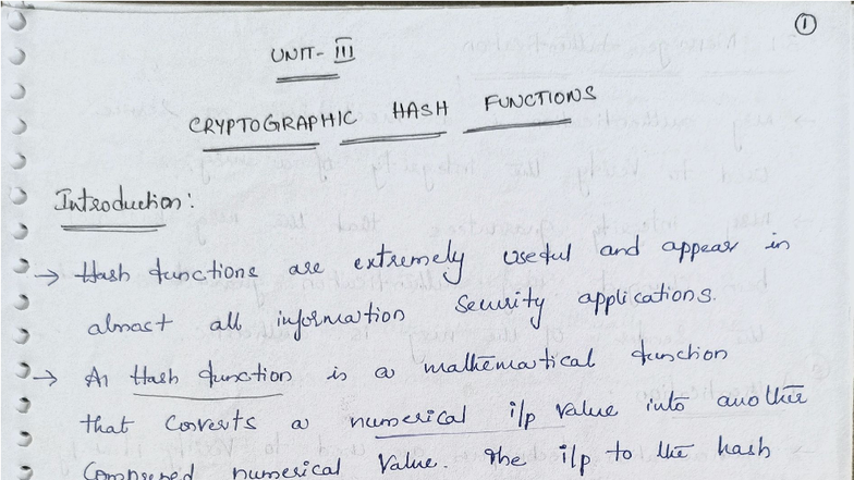 CNS 3: Cryptographic Hash Functions and Their Applications - Studocu