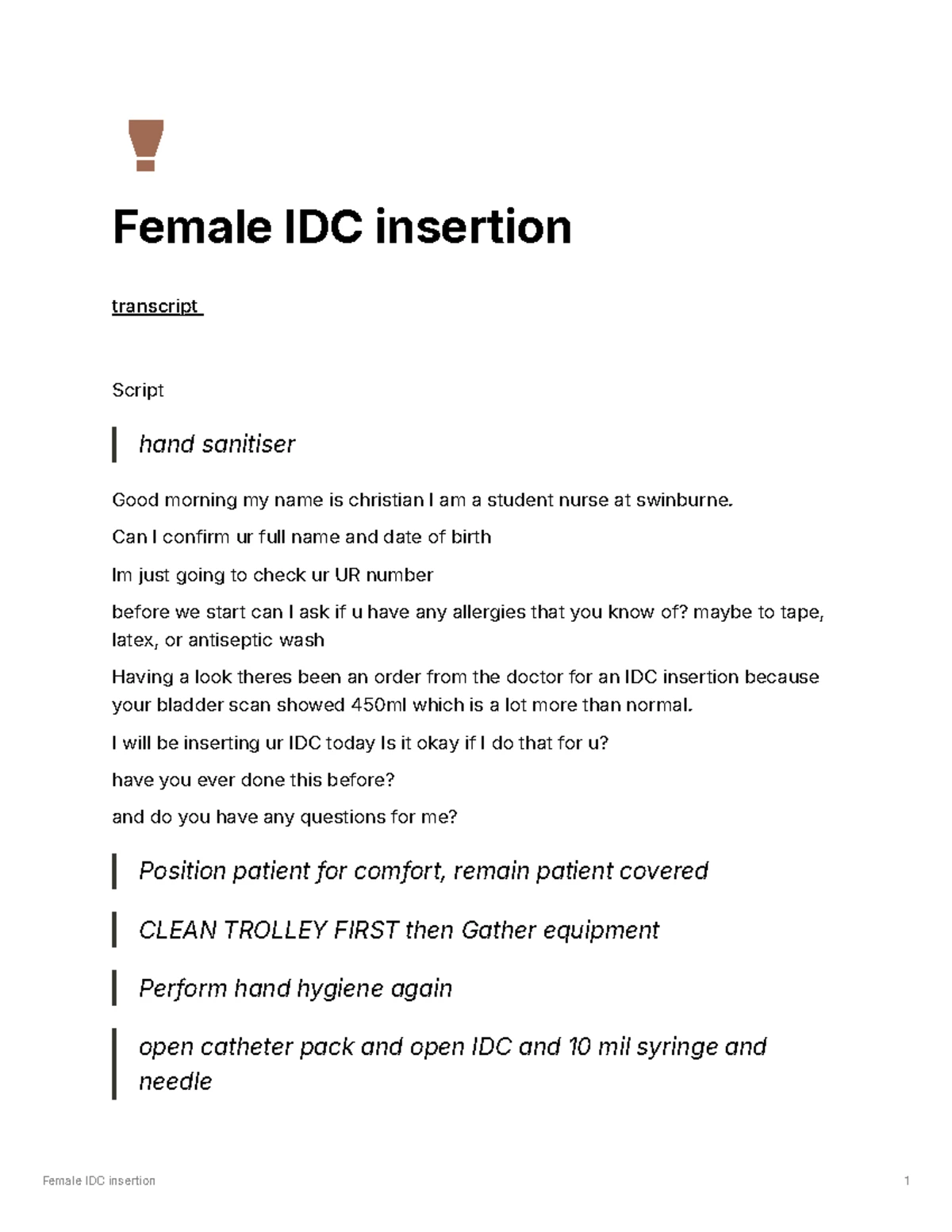 Underwater Seal Drain (UWSD) - Comprehensive Notes and Guidelines - Studocu