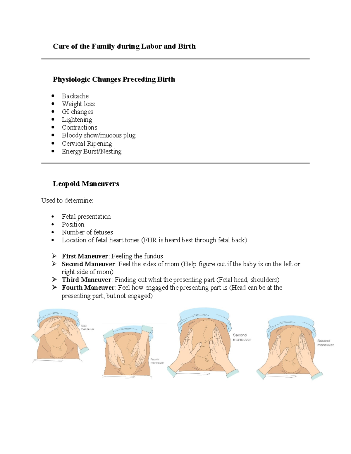 Care of the Family during Labor and Birth: Key Physiologic Changes and ...