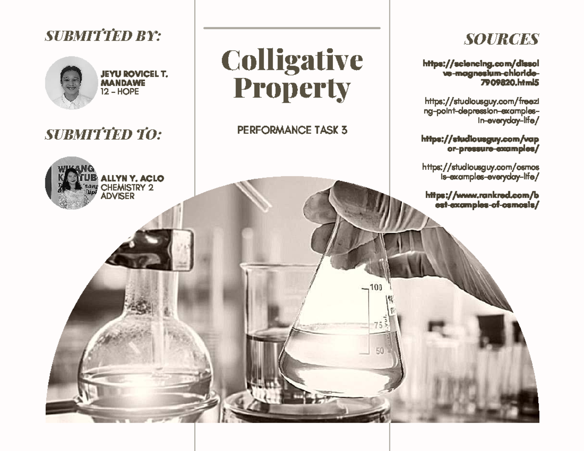 Chemistry 2 Performance Task 3: Colligative Property Brochure - Studocu