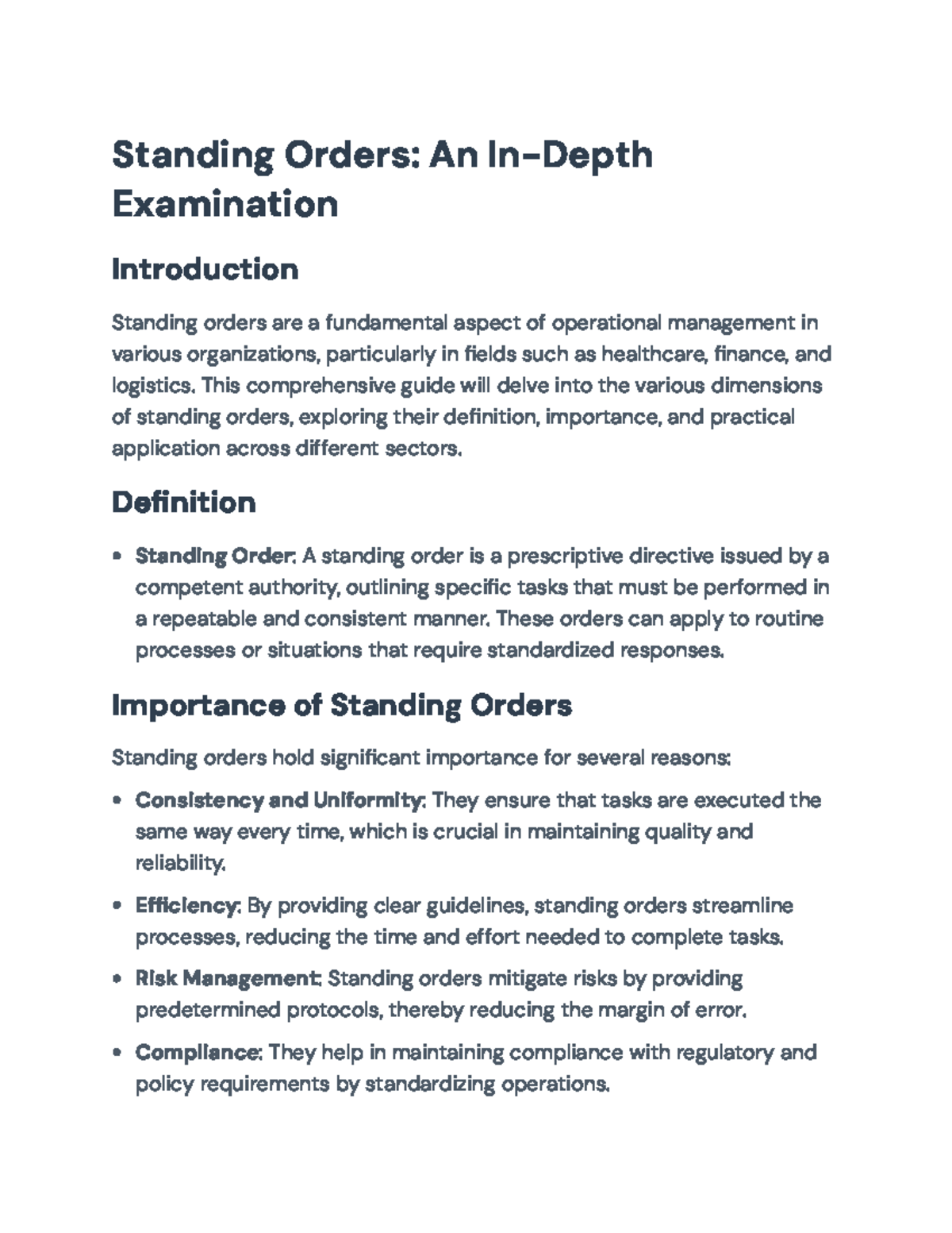 Standing Orders: Comprehensive Guide for Organizational Practices ...