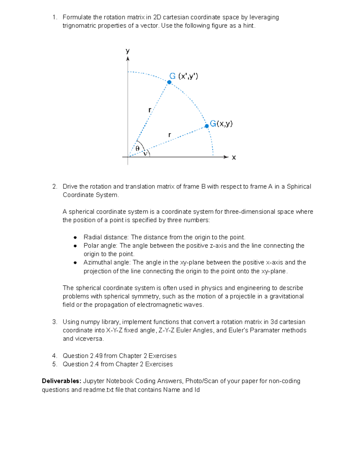 Assignment I - Spatial Representation & Rotation Matrices in 3D - Studocu