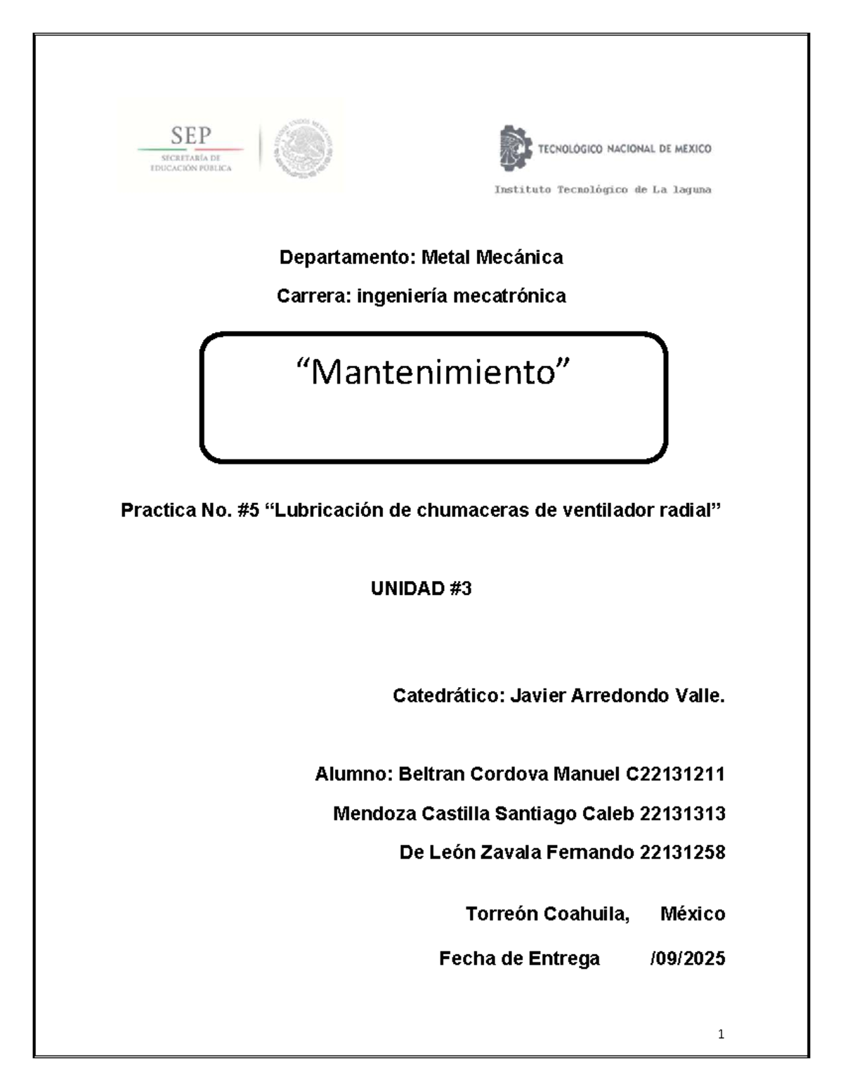 Práctica C22131211: Cambio de Grasa y Lubricación de Chumaceras - Studocu