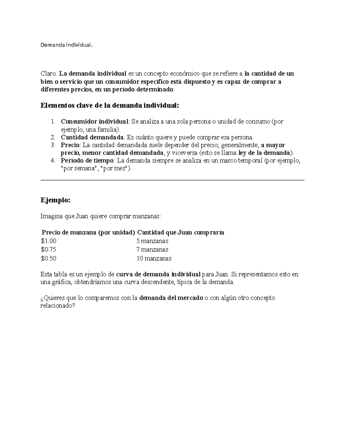 Demanda Individual: Resumen Económico y Conceptos Clave - Studocu