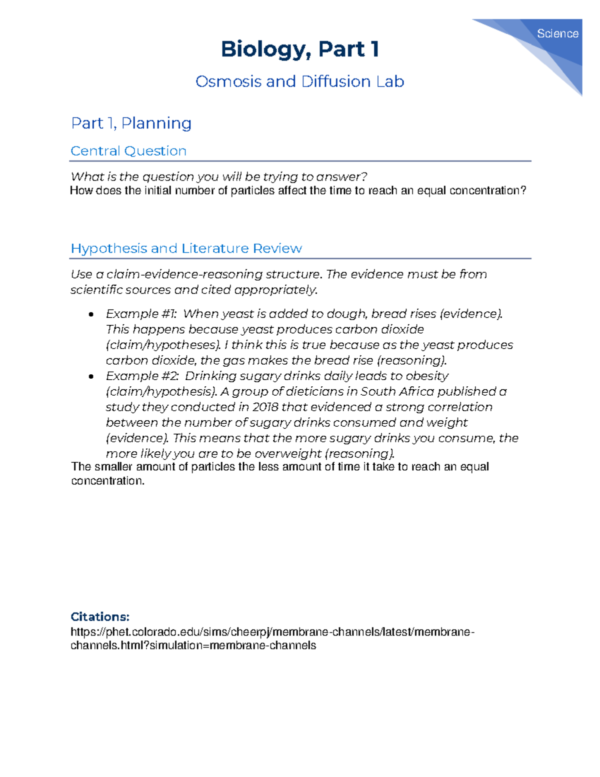 Export for Biology - Biology, Part 1 Osmosis and Diffusion Lab Part 1 ...