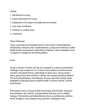 Climate Change - essay for all - Outline 1. Introduction to climate ...