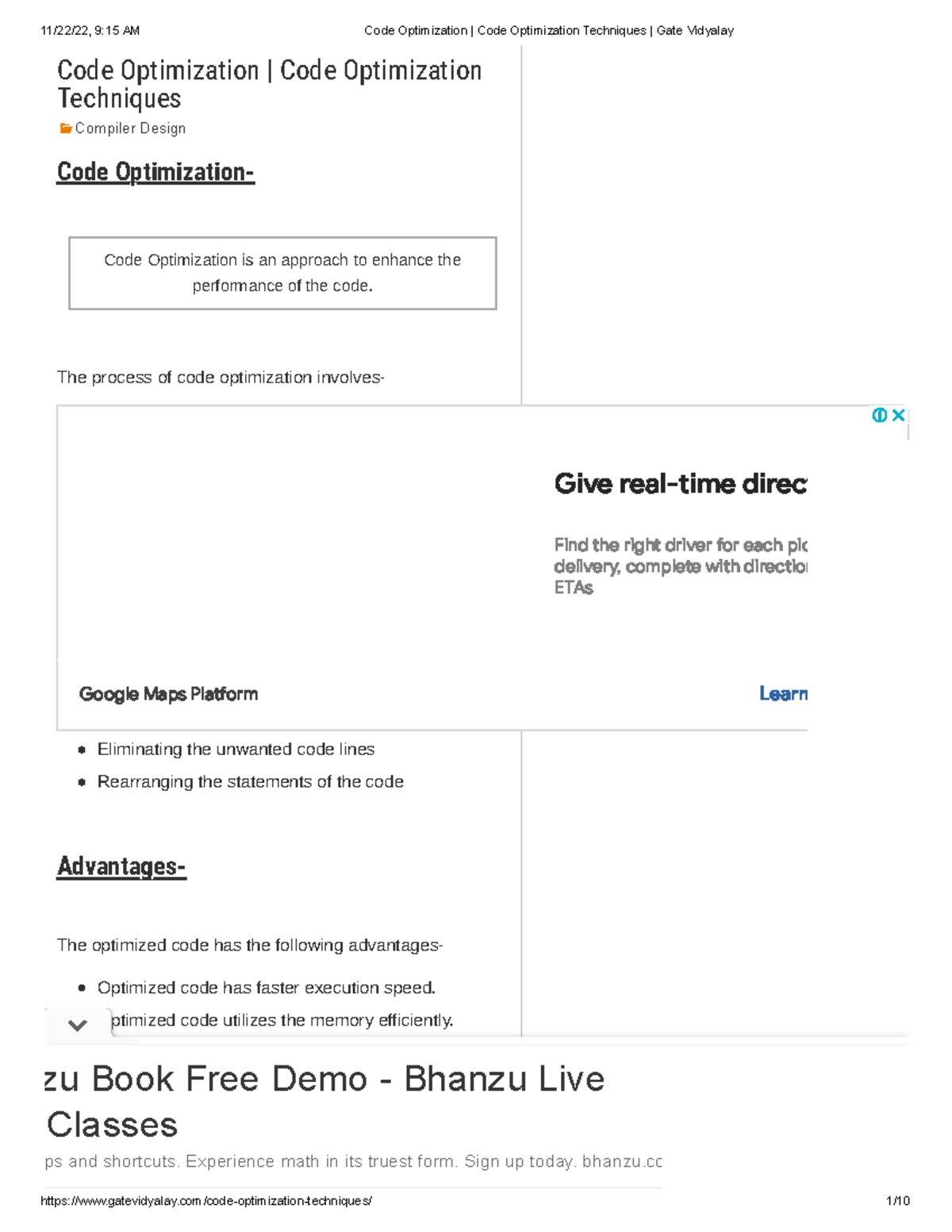 Code Optimization Code Optimization Techniques Gate Vidyalay - Compiler Design Code Optimization ...