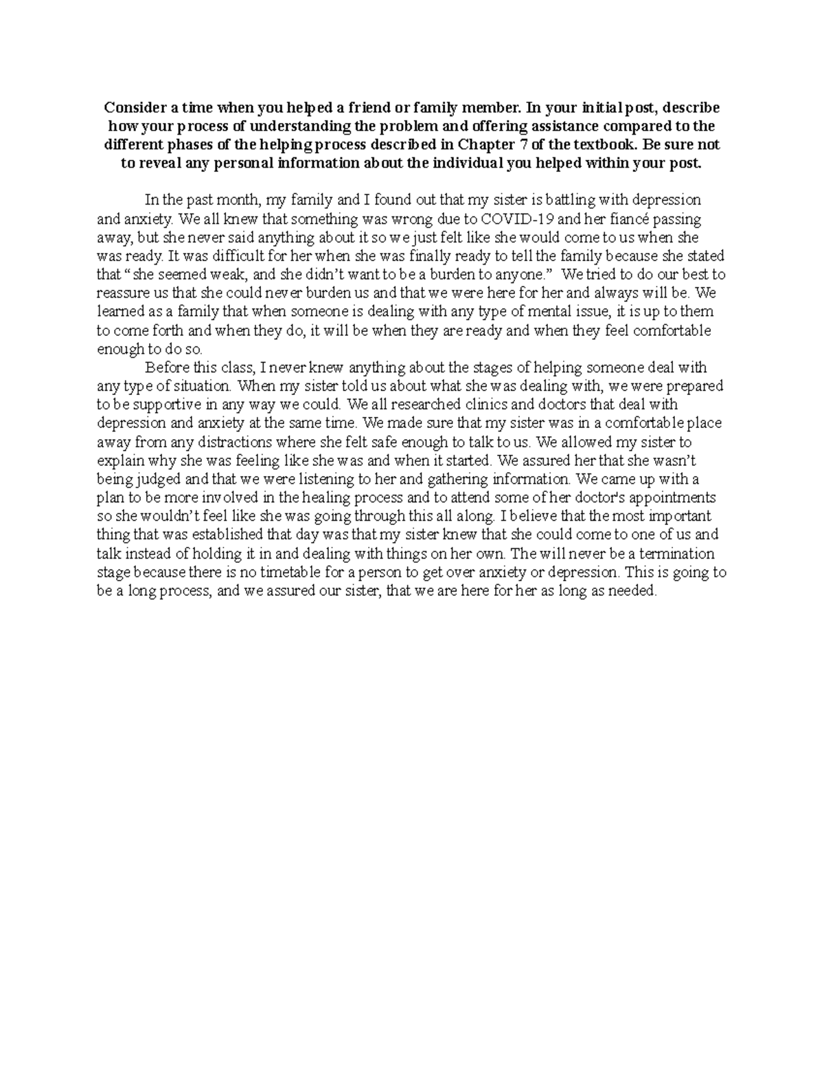 HSE 101 Discussion 5 - Understanding the Stages of Helping Process ...