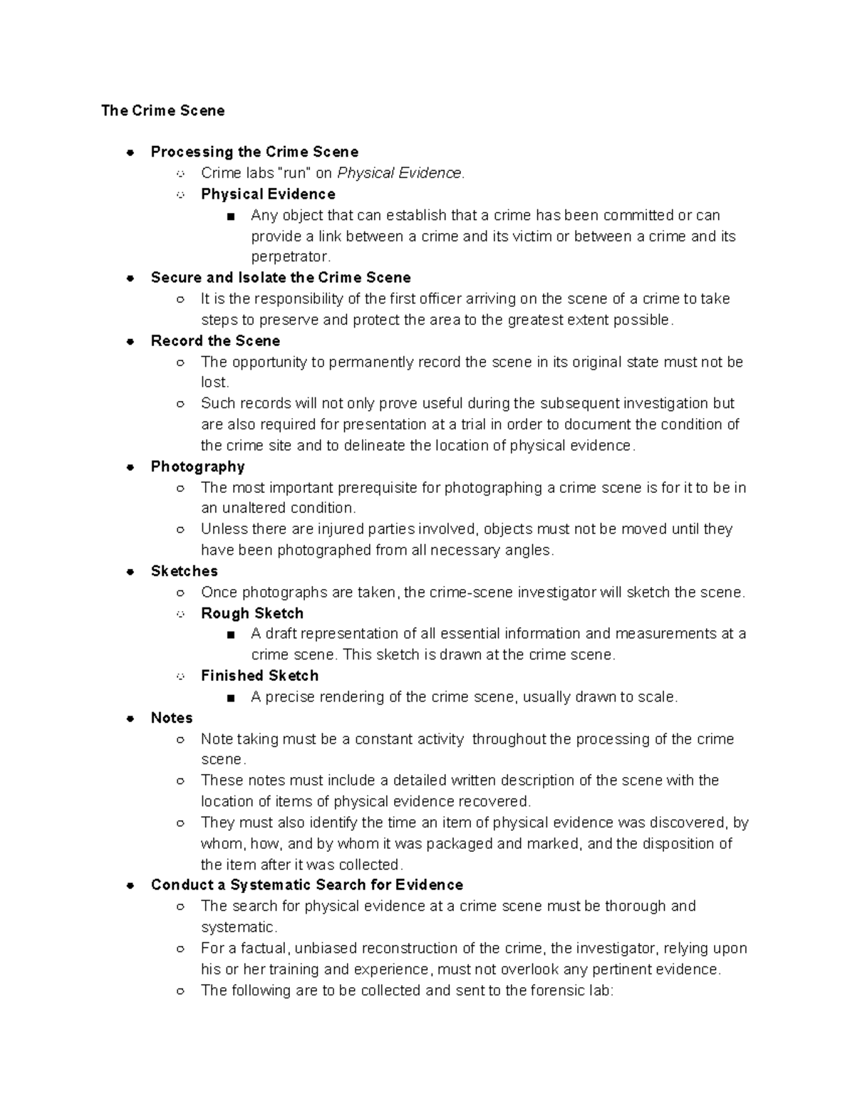 Chapter 2: Investigating the Crime Scene in Forensic Science - Studocu