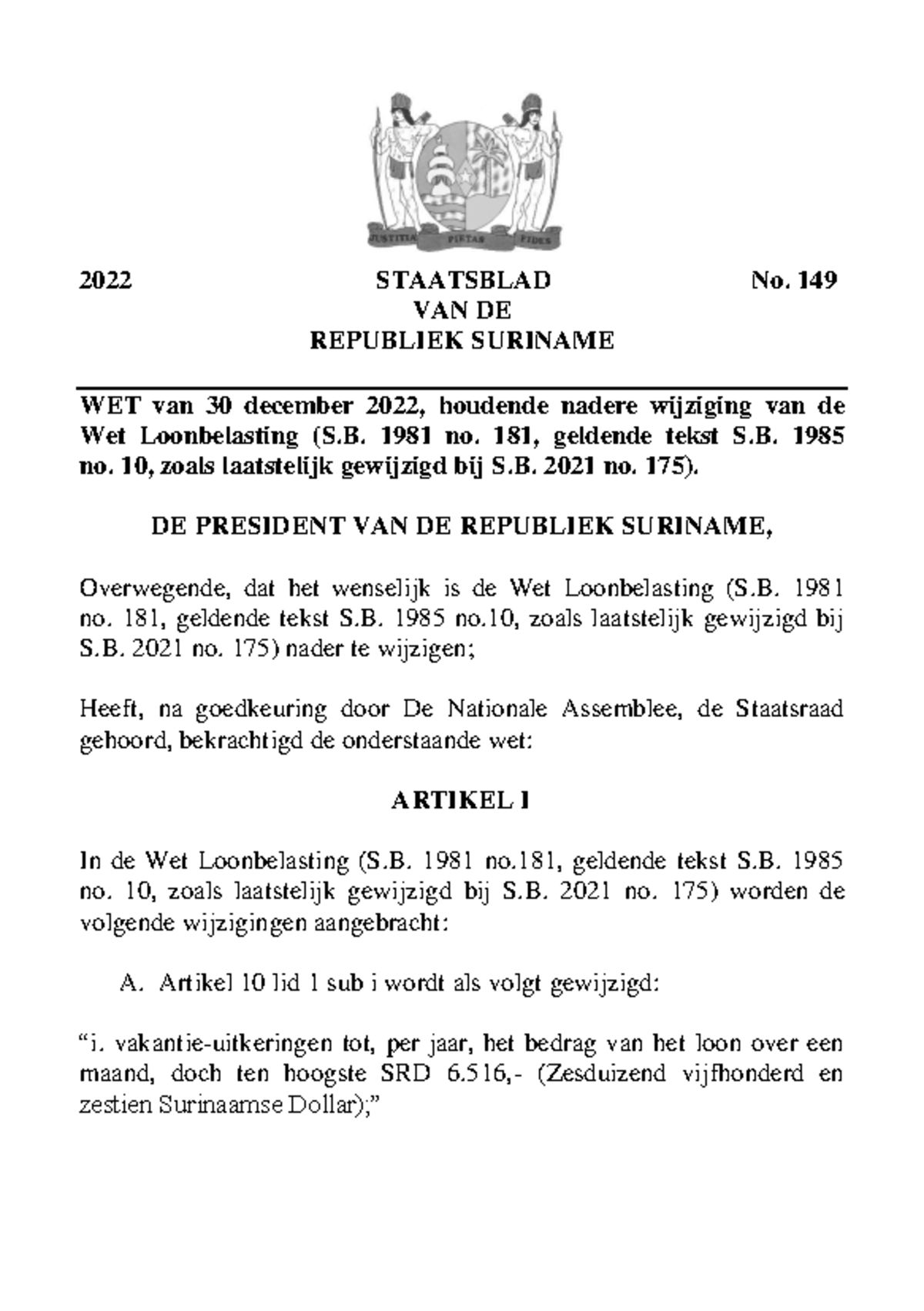 Wijzigingen in de Wet Loonbelasting (S.B. 2022 no. 149) d.d. 30 dec ...