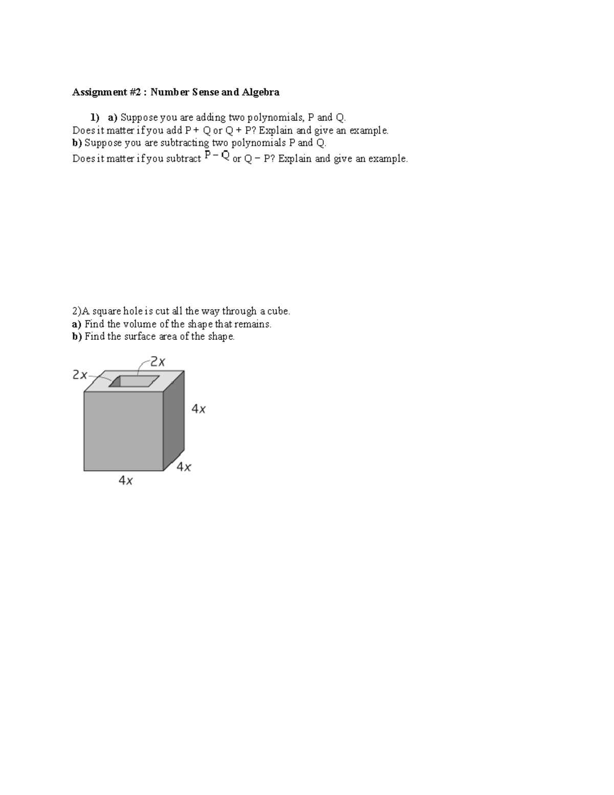 Assignment 2 Number Sense and Algebra 2 - Assignment #2 : Number Sense ...