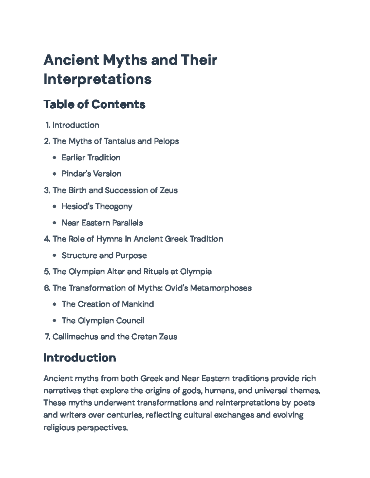 Ancient Myths and Their Interpretations: A Study of Greek Traditions ...