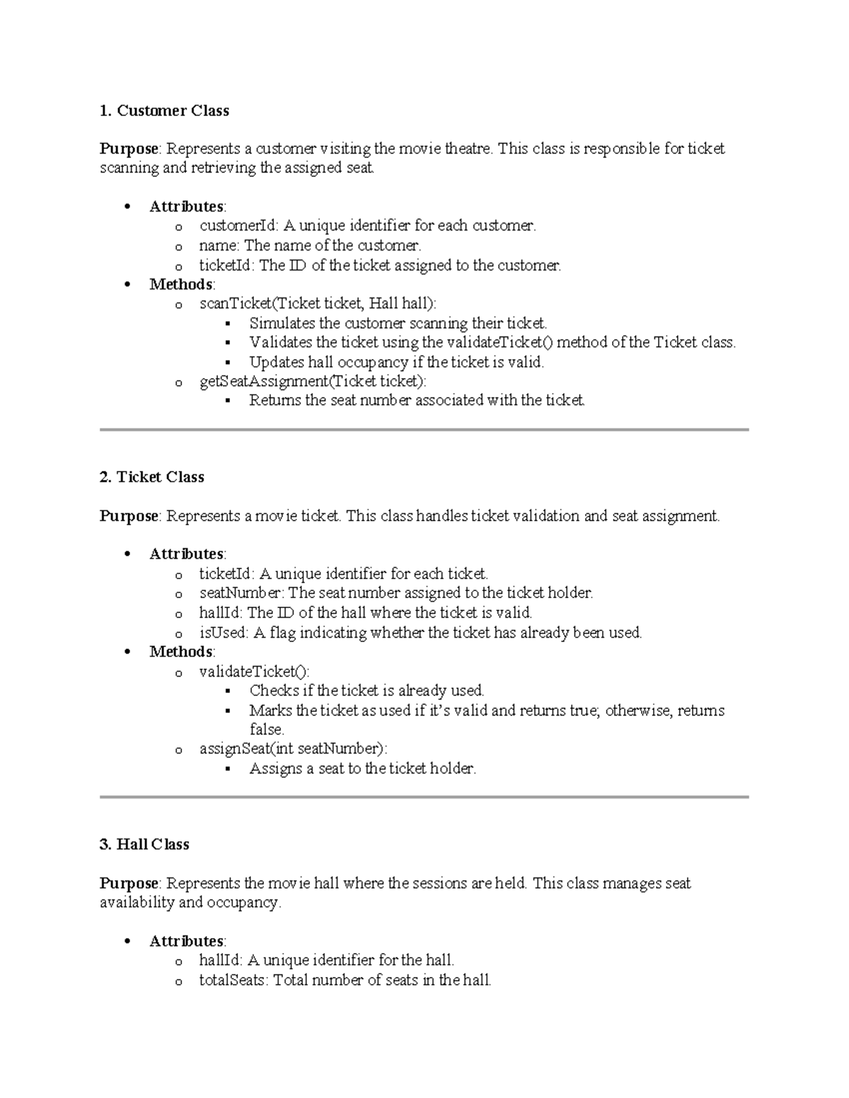 Java Class Design for Movie Theatre Management (Script-MIS) - Studocu