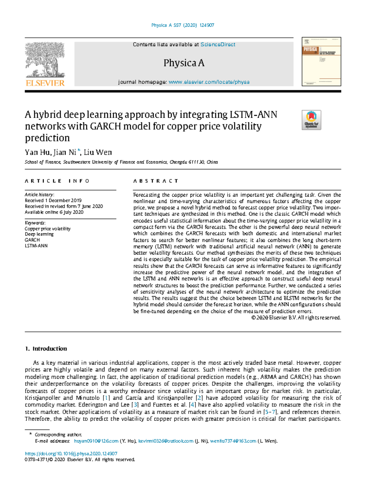 Bai-1 - Lakio - Physica A 557 (2020) 124907 Contents lists available at ...