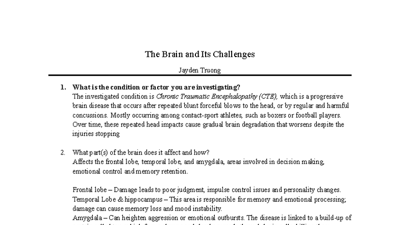 CTE: Understanding Chronic Traumatic Encephalopathy and Its Effects ...